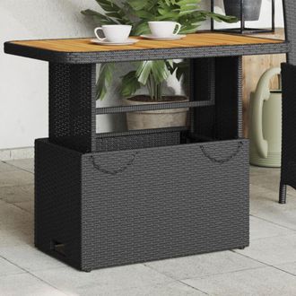 vidaXL Vidaxl - Table de jardin noir 90x55x71 cm r&eacute;sine tress&eacute;e et bois acacia