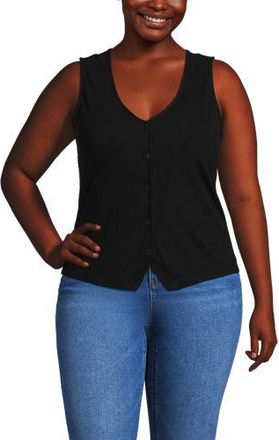 Lands End Ärmellose Feinstrick-Weste, Damen, Größe:56-58 plus, Schwarz, Elasthan/Viskose/Polyester-Mischung, by Lands End