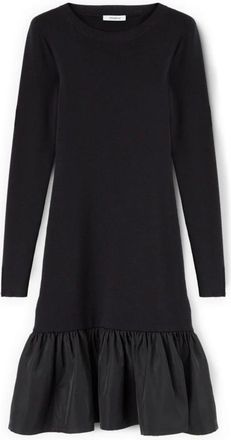 Motivi Femme, Robes, Noir, Taille: 42 FR Robe &Eacute;vas&eacute;e en Maille Fine avec Volant