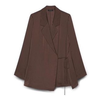 Fiorella Rubino Femme, Vestes, Brun, Taille: 50 FR Blazer Satin&eacute; L&eacute;ger