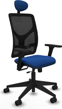 Piqueras y Crespo 24-Stunden-Stuhl, mit 3D-Armen, h&ouml;henverstellbarer Lendenwirbelst&uuml;tze und festem Kopfteil, ausgestattet mit Syncro/Traslack und Schneideschaum, Schwar