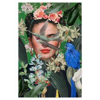 artboxONE Poster 120x80 cm Floral Frida collage art - Bild frida kahlo botanisch collage