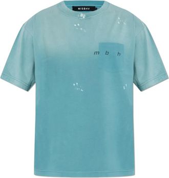 Misbhv Misbhv, Homme, Tops, Vert, Taille: S T-Shirt &agrave; Bord Brut