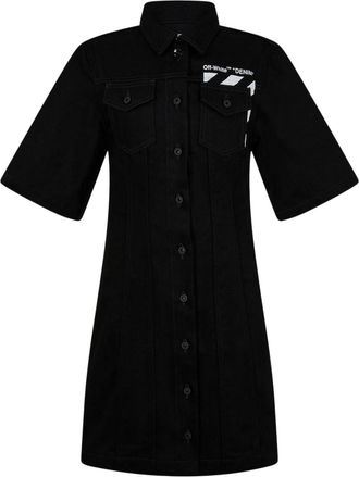 Off-white Off White - Hemdblusenkleid f&uuml;r Damen, Denim (Schwarz/Wei&szlig;)