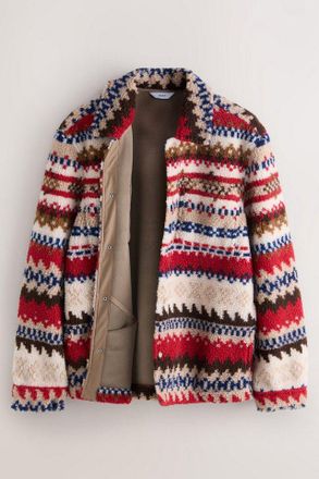 Next Fleecejacke Bedruckte Fleece-Hemdjacke mit Druckkn&ouml;pfen (1-St)