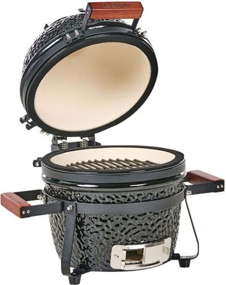 Beliani Mini-Holzkohlegrill KAMADO Keramik Schwarz