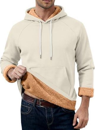 Generic Sweat &agrave; capuche pour homme - Cordon de serrage - T-shirt &agrave; manches longues - Couleur unie - Sweat &agrave; capuche doubl&eacute; - Confortable - Pull en polaire d&eacute;c