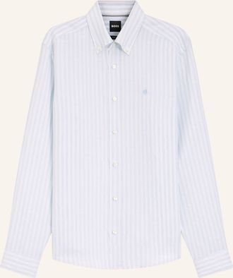 HUGO BOSS Leinenhemd Liam Regular Fit blau