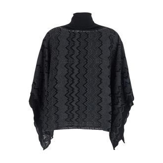 Missoni Poncho mit hohem Kragen und Poncho-&Auml;rmeln - - Jackets - Damen - Schwarzk - ONE SIZE