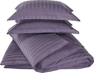 De Witte Lietaer Bettwäsche Zygo Bettbezug + 1 Kissenbezug mit Lenkrad gekämmte Baumwolle Lavendel 140 x 220 cm