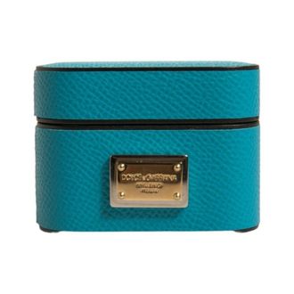 Dolce & Gabbana Gr&uuml;nes Leder Airpods H&uuml;lle - - Accessories - Herren - Blau - ONE SIZE