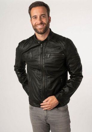 Mauritius Lederjacke MMJenno mit Jerseykapuze, Rei&szlig;verschluss, Ziern&auml;hte