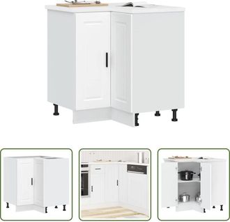 vidaXL vidaXL Eckunterschrank - K&uuml;chen-Eckunterschrank Porto Wei&szlig; Holzwerkstoff