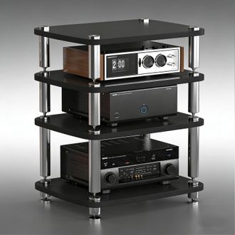 Generic HiFi Regal 1/2/3/4-stufiges Audio-Rack, Modernes Stereo-Rack Aus Holz Mit Fu&szlig;matte, Offenes Design, Medienst&auml;nder for Gaming, Besprechungsr&auml;ume, Wohnz