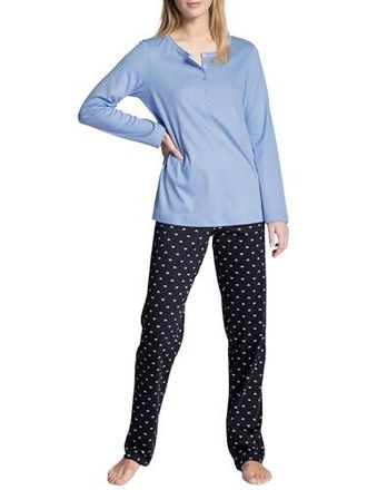 CALIDA Titel Night Lovers Pyjama Long Femme, 100% Coton Supima, avec Ceinture &eacute;lastique recouverte de Tissu