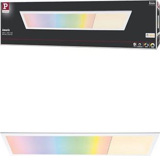 Paulmann 798.10 79810 Panneau LED 1195 x 295 mm RGBW Smart Home Zigbee carr&eacute; avec 1 x plafonnier W &agrave; intensit&eacute; Variable Blanc Mat m&eacute;tal Lampe de Salon 2700 K, 