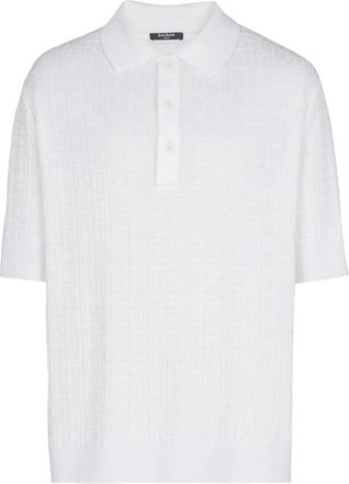 Balmain Poloshirt mit PB-Monogramm - Wei&szlig;