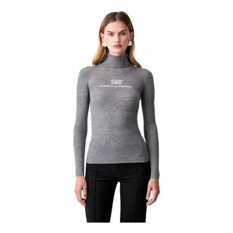 Elisabetta Franchi Femme, Pulls, Gris, Taille: 44 FR Pull &agrave; col roul&eacute;