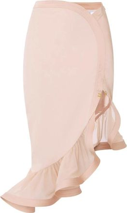 Elisabetta Franchi Femme, Jupes, Rose, Taille: 44 FR Jupe en cr&ecirc;pe et satin avec volant