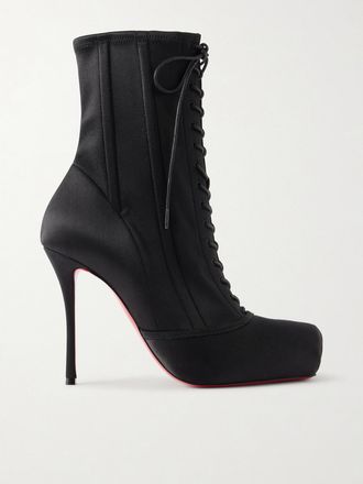 Christian Louboutin Pavlova 100 Lace-up Satin Ankle Boots - Black