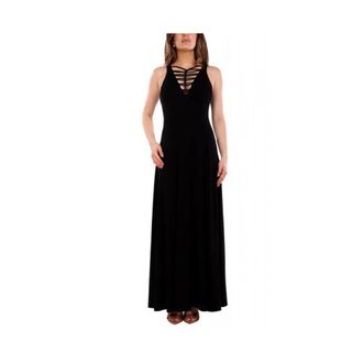 Emporio Armani Interlock Jersey Langes Kleid mit Dreh-Detail - - Dresses - Damen - Schwarzk - XL