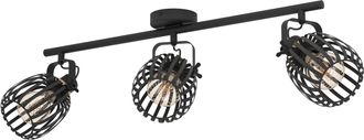 Eglo Deckenstrahler Segovia, 3-flammige Deckenlampe mit schwenkbaren Spots, Deckenleuchte aus Metall in Schwarz und Messing-gebürstet, Deckenspot mit E27 F