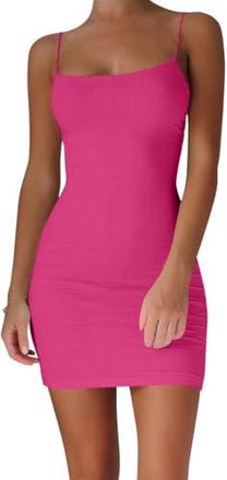 Onsoyours Robe De Soir&eacute;e Femme &Eacute;t&eacute; Hanging Neck Bandages Robe Mesdames sans Manches Imprim&eacute; Floral Casual Robe De Plage A Rose Rouge 42