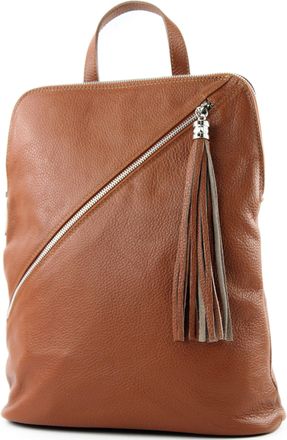 modamoda.de T161 Damen Leder Rucksack Handtasche handmade in Italy, Farbe:Cognac2021