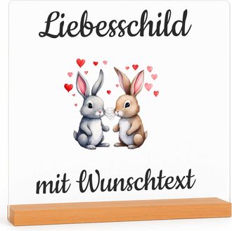 Indigos UG 3D LED Lampe - Hase Schilder selbst gestalten - Ich Liebe Dich Geschenke f&uuml;r Frauen und M&auml;nner - am Hochzeitstag, Valentinstag, Jahrestag - 15x15 cm o