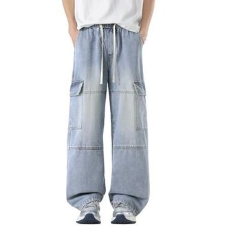 Generic Y2k - Jean baggy pour homme - Style hip-hop r&eacute;tro vintage - Pantalon cargo d&eacute;contract&eacute; des ann&eacute;es 2000 - Pantalon de jogging gothique avec jambes larg