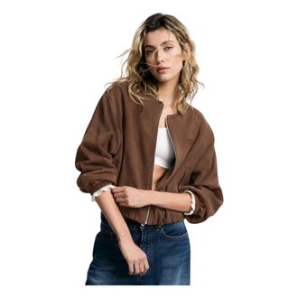 Please Femme, Vestes, Brun, Taille: 42 FR Felpa Zip Corta