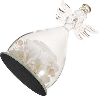 Valiclud VICASKY Konservierte Rose mit Engels Glaskuppel Wei&szlig; Blumendekoration Langlebiges Glas Tischdekor f&uuml;r Valentinstag Muttertag Geburtstag Geschenk