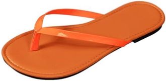 Generic Pantoufles d&eacute;t&eacute; pour femme avec bout &agrave; clip - Couleur unie - Tongs de plage, Orange, 39 EU