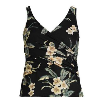 Lands End Tankini-Top mit Wickelfront Slender, Damen, Gr&ouml;&szlig;e:48 regular, Schwarz, Elasthan/Nylon-Mischung, by Lands End