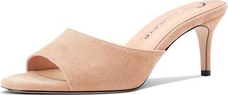 Castamere Femmes Mi Kitten Talon Heel Ouvert Rond Bout Sandales Slip-on Décontracté Dress Mules Chaussures Bureau Été Chaussures 6.5 CM Heels Nude 36 EU