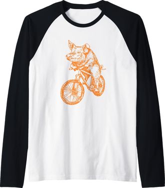 Seembo Schwein Fahrrad Tier Biker Lustiges Schwein Biking Bike Raglan