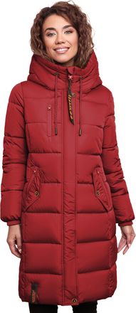 Marikoo Damen Wintermantel Winterjacke mit Kapuze Steppmantel B941 [B941-Yuik-Blood-Gr.XL]