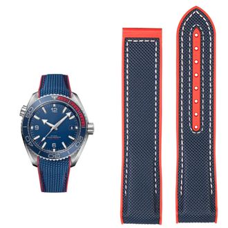 Generic LAMGUL Uhrenarmband f&uuml;r Omega 300 SEAMASTER 600 Planet Ocean Silikon-Nylonarmband Uhrenzubeh&ouml;r Uhrenarmbandkette 20 mm 22 mm G&uuml;rtel (Farbe: Schwarz BK