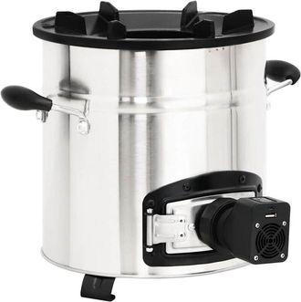 vidaXL Camping-Holzofen mit USB-Gebl&auml;se Silbern 35,5x26x28cm Edelstahl - Vidaxl