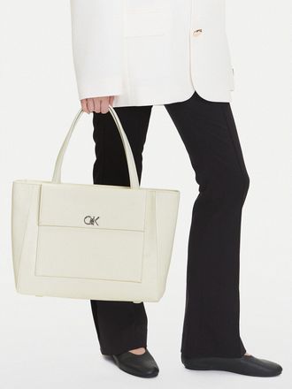 Calvin Klein Handtasche Calvin Klein Ck Medium Shopper_Tex K60K613178 Wei&szlig;