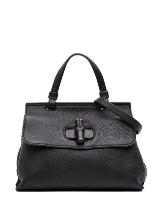 Gucci petit sac à main Daily en cuir avec loquet en bambou (2016-2025) - Noir