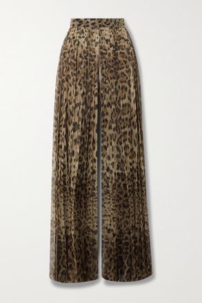Dolce & Gabbana Hose Mit Weitem Bein Aus Plissiertem Chiffon Mit Leopardenprint - Animal-Print