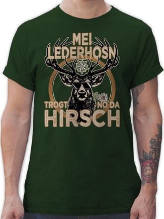 Shirtracer T-Shirt Herren - Kompatibel mit Oktoberfest - Trachten Outfit Lederhose Spruch Tr&auml;gt der Hirsch - XL - Dunkelgr&uuml;n - Tshirt Meine noch bayrische Tracht