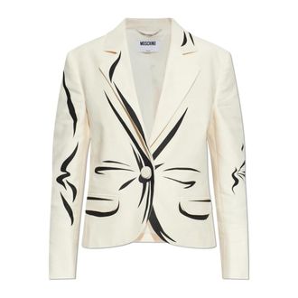 Moschino Cotton Blazer mit Print - - Jackets - Damen - Beige - M