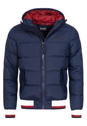 Indicode Herren Bacon Steppjacke in Daunenjacken-Optik | Winterjacke &Uuml;bergangsjacke Navy, M