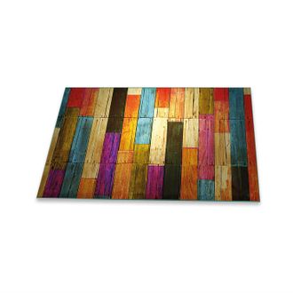 Decorwelt | Herdabdeckplatte 80x52 cm 1-Teilig Holz Bunt Ceranfeldabdeckung Universal Spritzschutz Glas Deko Elektroherd Induktion f&uuml;r Kochplatten Herdschutz Sc