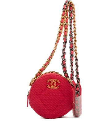 Chanel sac port&eacute; &eacute;paule en tweed - Rose