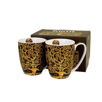 Duo 2er Set Klassischer Becher The Kiss Brown inspiriert von G. Klimt - 0,36l