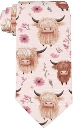 Generic Vaches À Fleurs Roses Cravatte Doux Cravate Homme Élégante Cravate Pour Mariages Fêtes Bureau