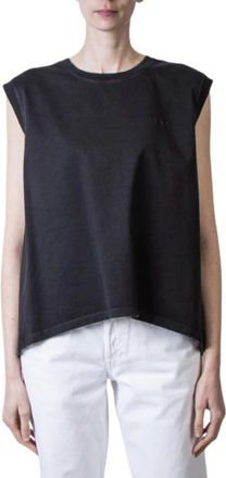 Dondup Femme, Tops, Noir, Taille: 36 FR T-shirt sans manches &agrave; col rond